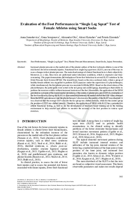 (PDF) Evaluation of the Foot Performance in "Single Leg Squat" Test of ...