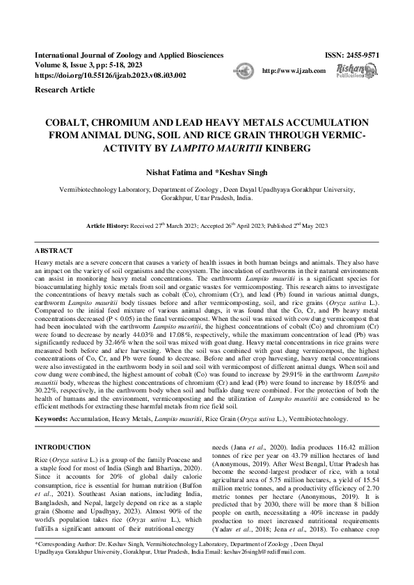 (PDF) COBALT, CHROMIUM AND LEAD HEAVY METALS ACCUMULATION FROM ANIMAL ...