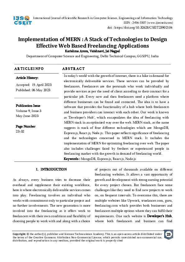 (PDF) Implementation of MERN : A Stack of Technologies to Design ...