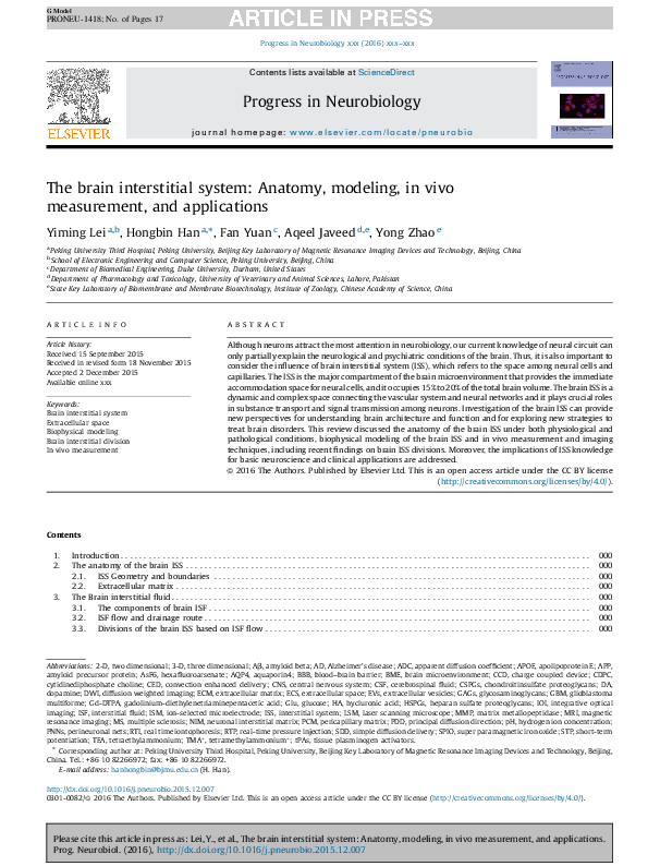 (PDF) Brain interstitial system: Anatomy, modeling, in vivo measurement ...