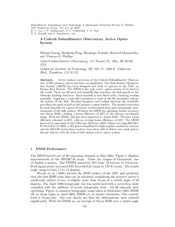 (PDF) A Caltech Submillimeter Observatory Active Optics System