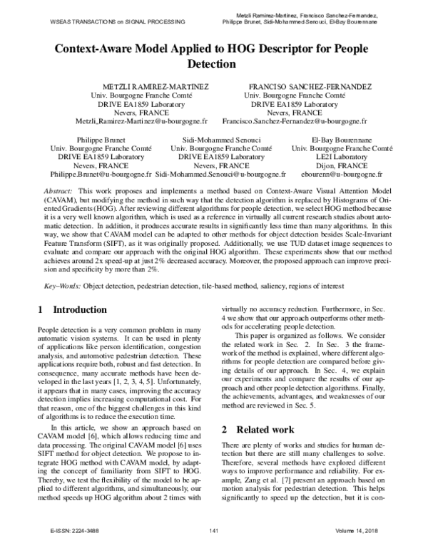 (PDF) Context-Aware Model Applied to HOG Descriptor for People Detection | El-bay Bourennane ...