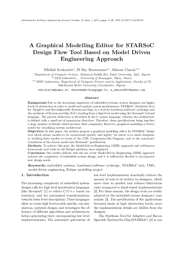 (PDF) A Graphical Modelling Editor for STARSoC Design Flow Tool Based ...
