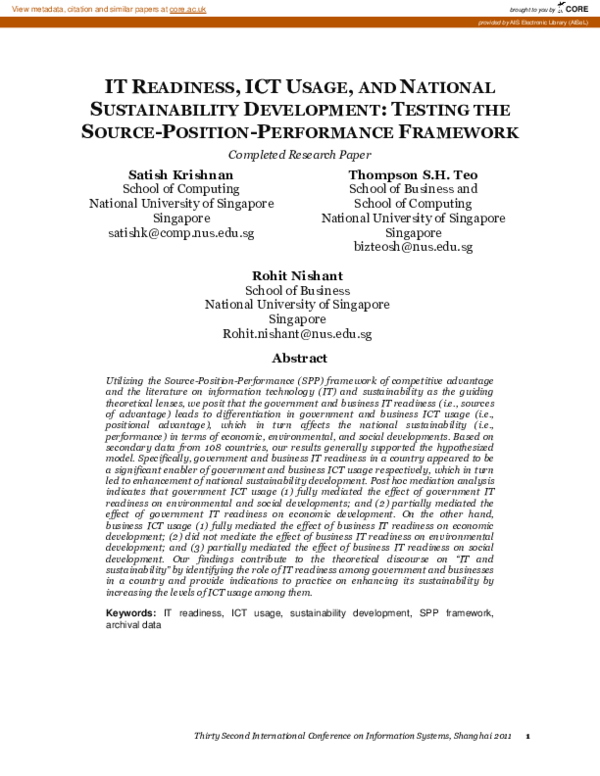 (PDF) IT Readiness, ICT Usage, and National Sustainability Development ...