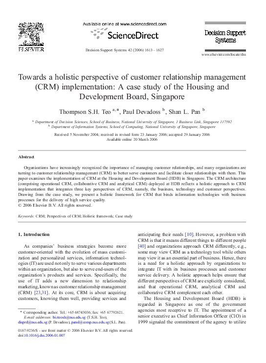 (PDF) Towards a holistic perspective of customer relationship ...