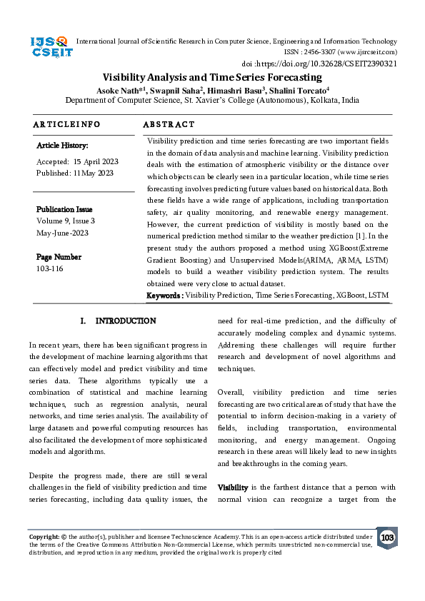 Pdf Visibility Analysis And Time Series Forecasting