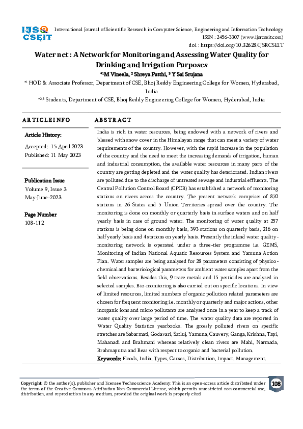 (PDF) Water net : A Network for Monitoring and Assessing Water Quality ...