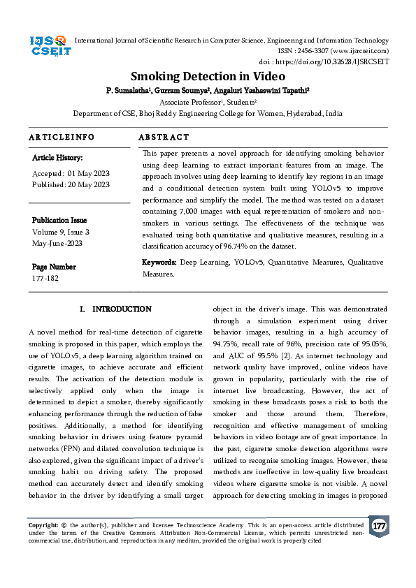 (PDF) Smoking Detection in Video