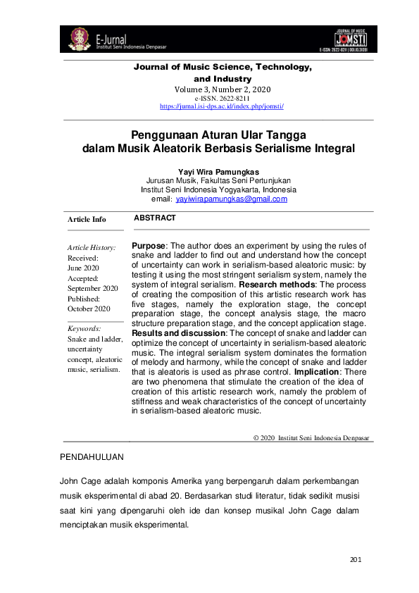 (PDF) Penggunaan Aturan Ular Tangga dalam Musik Aleatorik Berbasis ...
