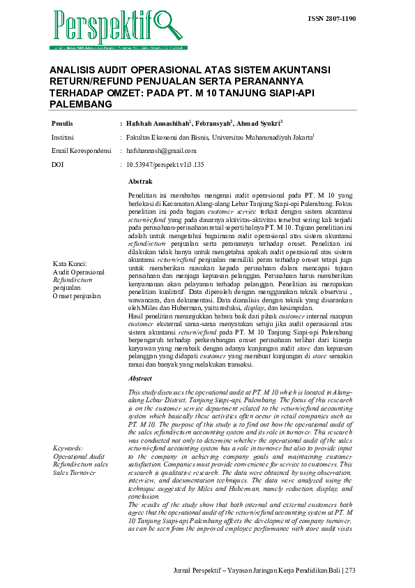 (PDF) Analisis Audit Operasional Atas Sistem Akuntansi Return/Refund ...