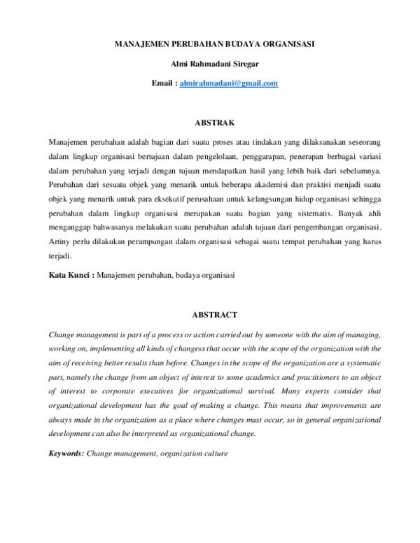 (PDF) MANAJEMEN PERUBAHAN BUDAYA ORGANISASI