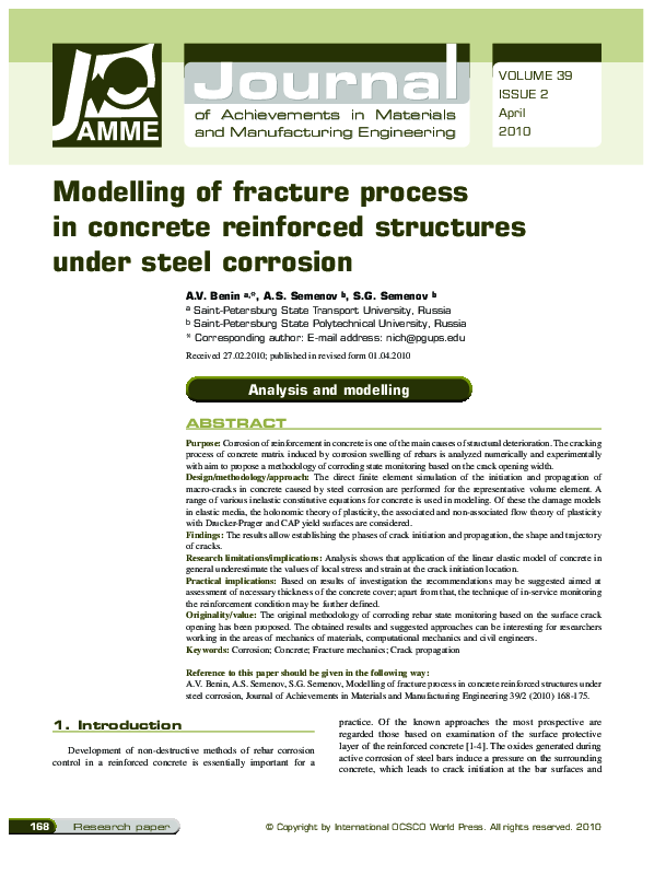 (PDF) Modelling of fracture process in concrete reinforced structures under steel corrosion ...