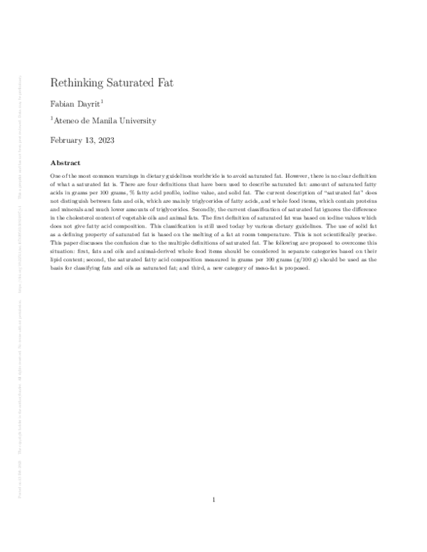 (PDF) Rethinking Saturated Fat