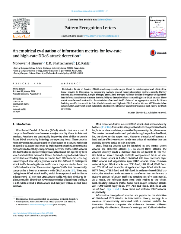 (PDF) An empirical evaluation of information metrics for low-rate and high-rate DDoS attack ...