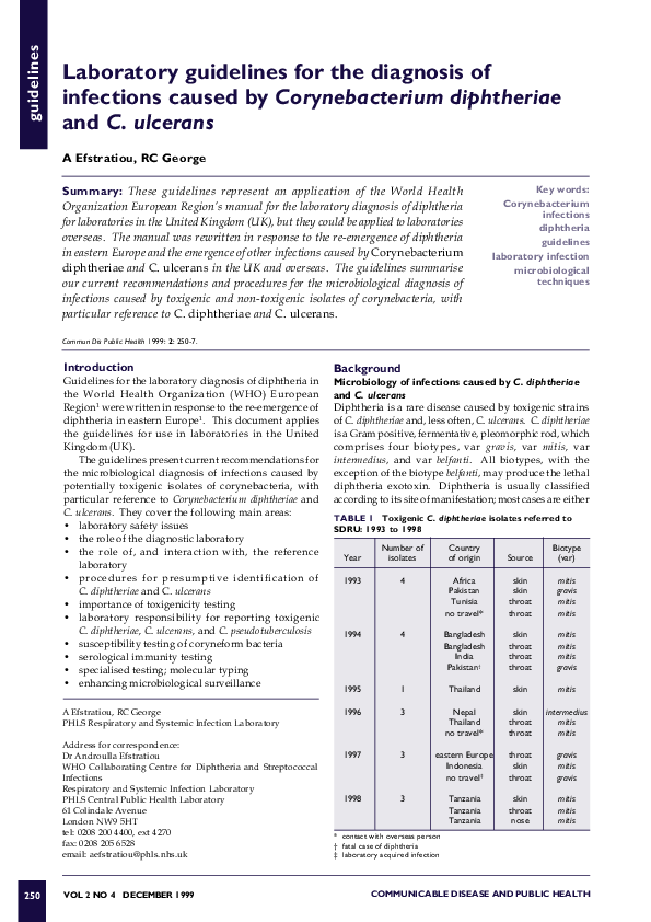 (PDF) Laboratory guidelines for the diagnosis of infections caused by ...