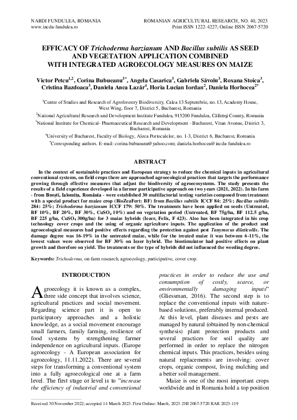 Pdf Efficacy Of Trichoderma Harzianum And Bacillus Subtilis As Seed And Vegetation Application