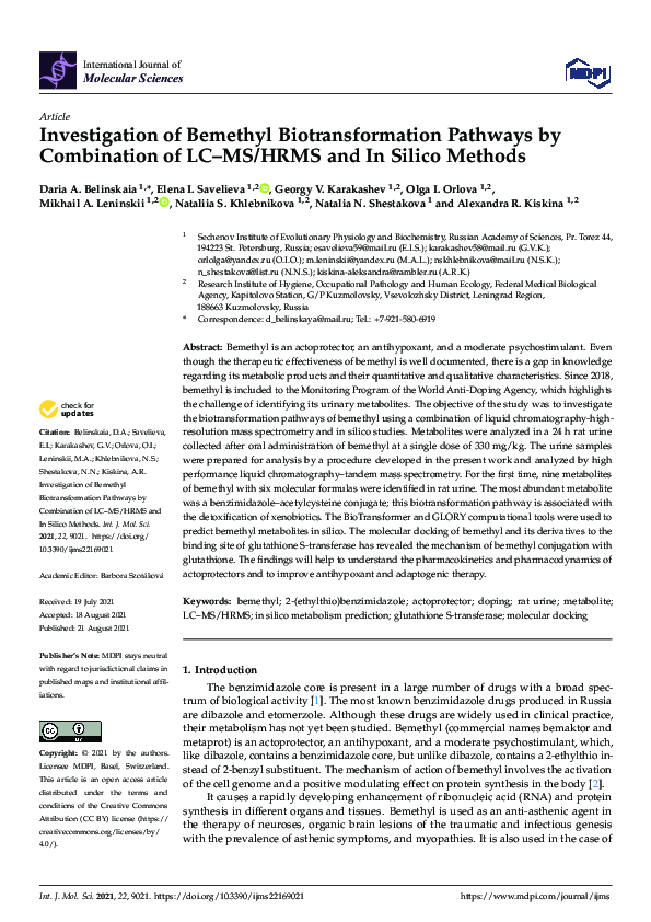 (PDF) Bemethyl Metabolism Pathways via LC–MS/HRMS