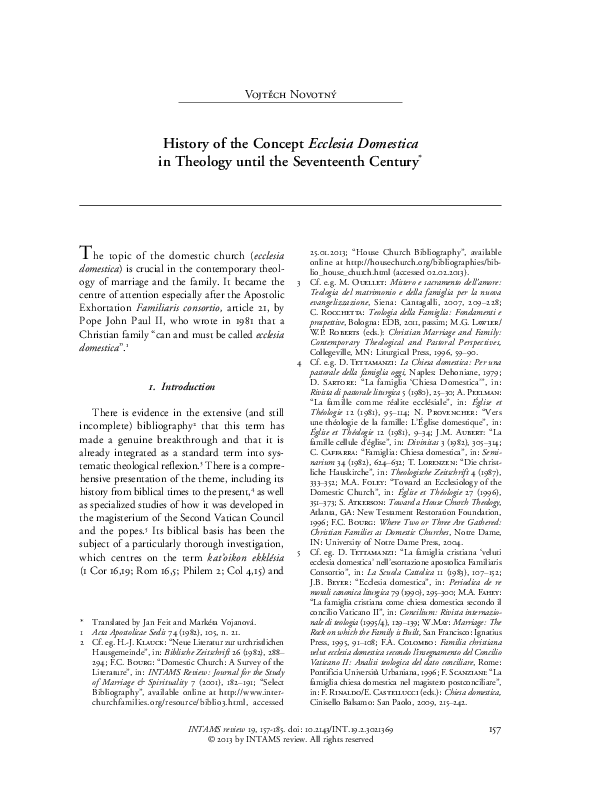 (PDF) History of the concept ecclesia domestica in theology until 17th ...