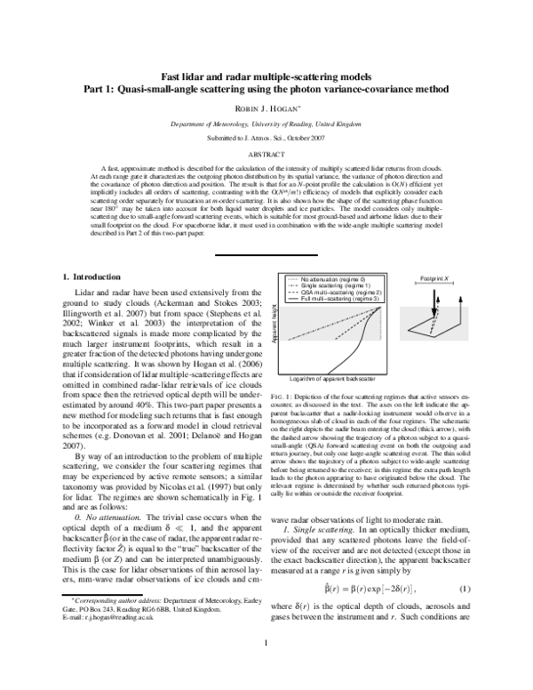 (PDF) Fast Lidar and Radar Multiple-Scattering Models. Part I: Small-Angle Scattering Using the ...