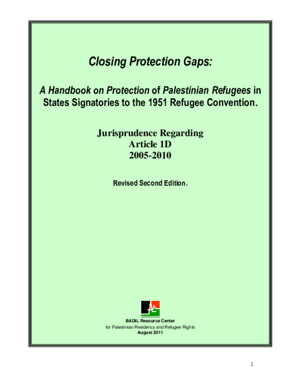 (PDF) Handbook on Protection of Palestinian Refugees in States ...