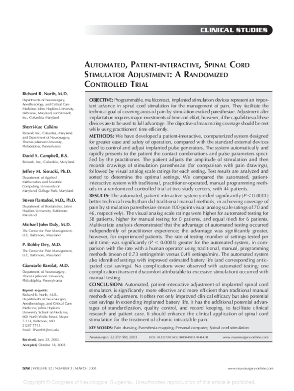 (PDF) Automated Spinal Cord Stimulator Adjustments