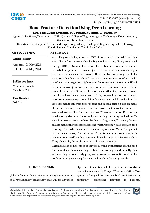 Pdf Bone Fracture Detection Using Deep Learning International Journal Of Scientific Research