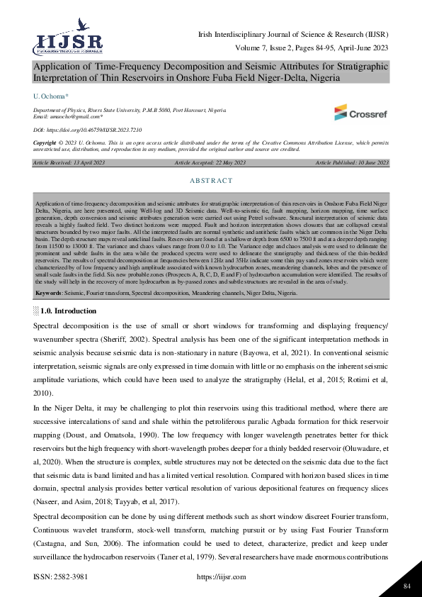 Pdf Application Of Time Frequency Decomposition And Seismic Attributes For Stratigraphic