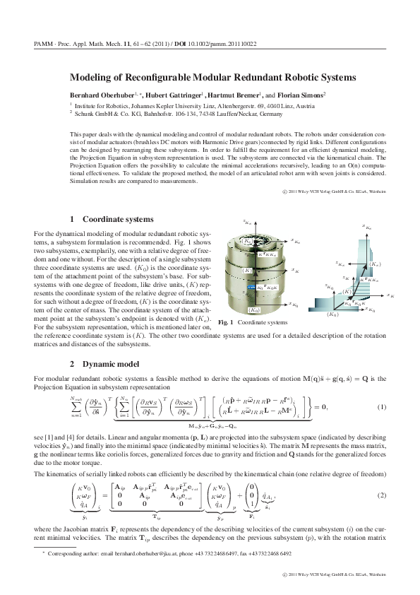 (PDF) Modeling of Reconfigurable Modular Redundant Robotic Systems