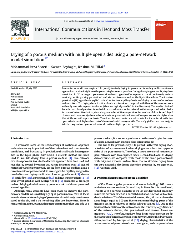 (PDF) Drying of a porous medium with multiple open sides using a pore ...