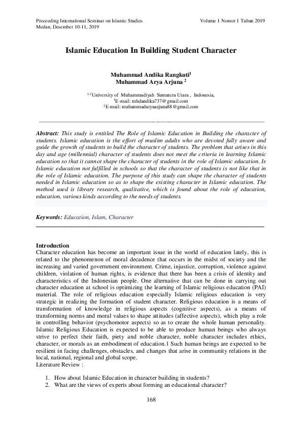 (PDF) Islamic Education In Building Student Character