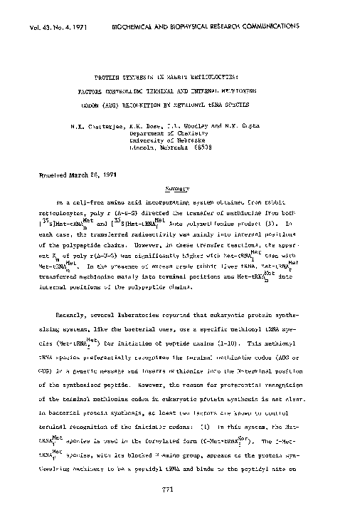 (PDF) Protein synthesis in rabbit reticulocytes: Factors controlling ...