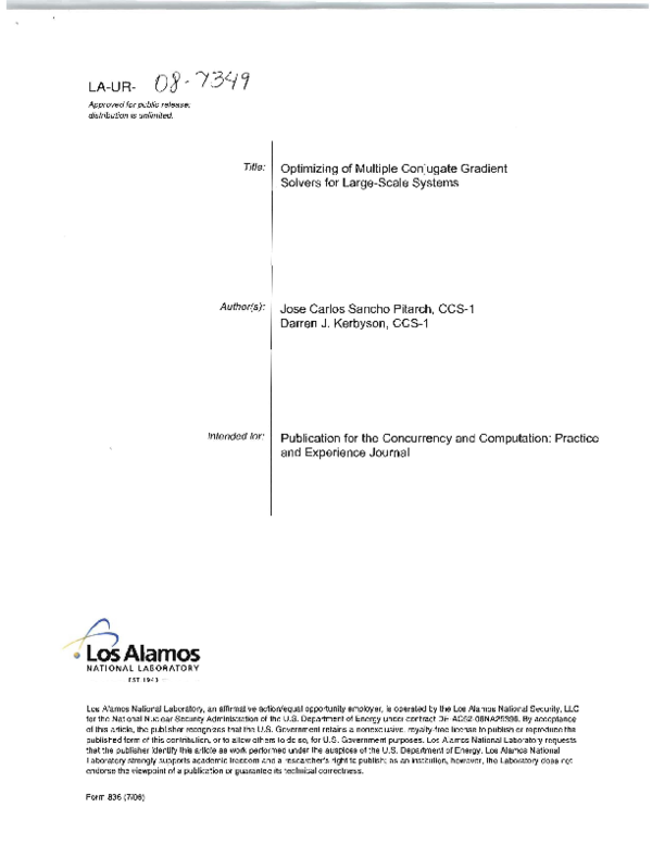 (PDF) Optimizing multiple conjugate gradient solvers for large-scale ...