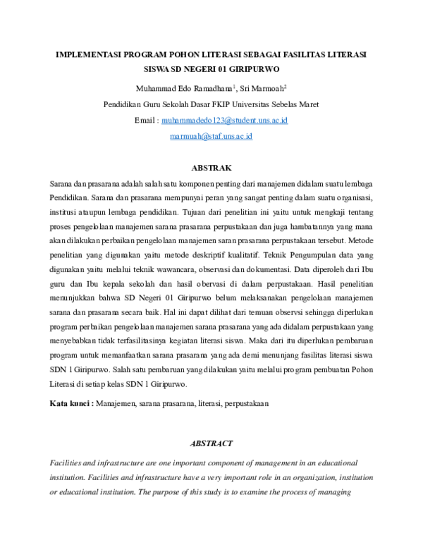 (PDF) IMPLEMENTASI PROGRAM POHON LITERASI SEBAGAI FASILITAS LITERASI ...