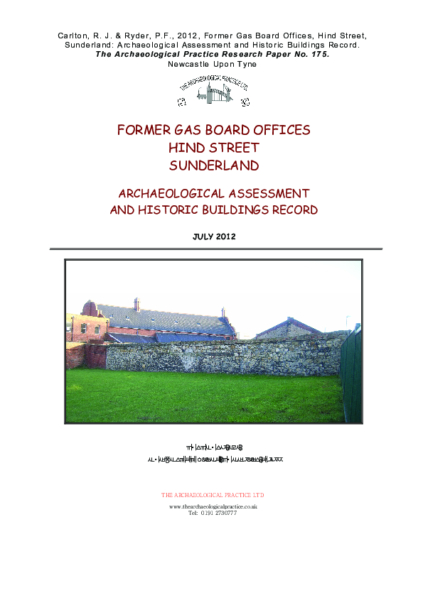(PDF) TAP ResearchPaper175-SUNDERLAND FORMER GAS BOARD SITE