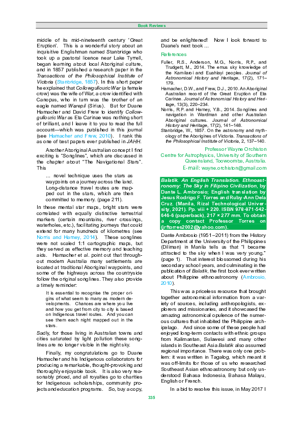 (PDF) Balatik. An English Translation. Ethnoastronomy: The Sky in ...