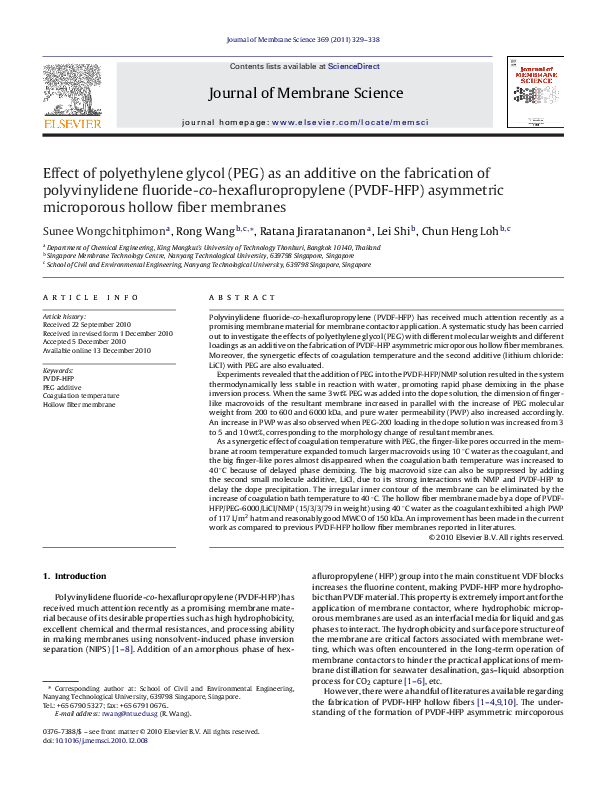 (PDF) Effect of polyethylene glycol (PEG) as an additive on the ...