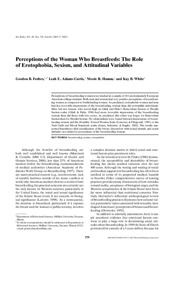 (PDF) Perceptions of the Woman Who Breastfeeds: The Role of Erotophobia ...