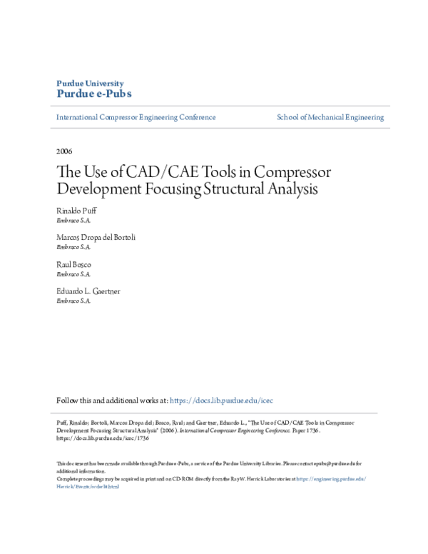 (PDF) The Use of CAD/CAE Tools in Compressor Development Focusing Structural Analysis