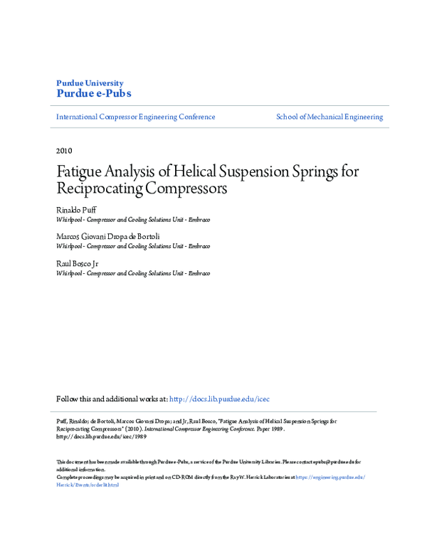 (PDF) Fatigue Analysis of Helical Suspension Springs for Reciprocating ...