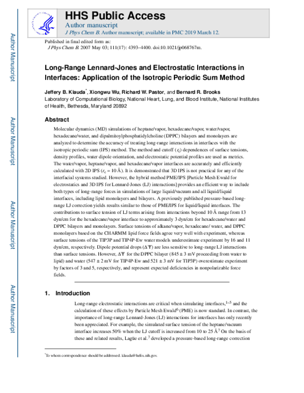 (PDF) Long-Range Lennard-Jones and Electrostatic Interactions in ...