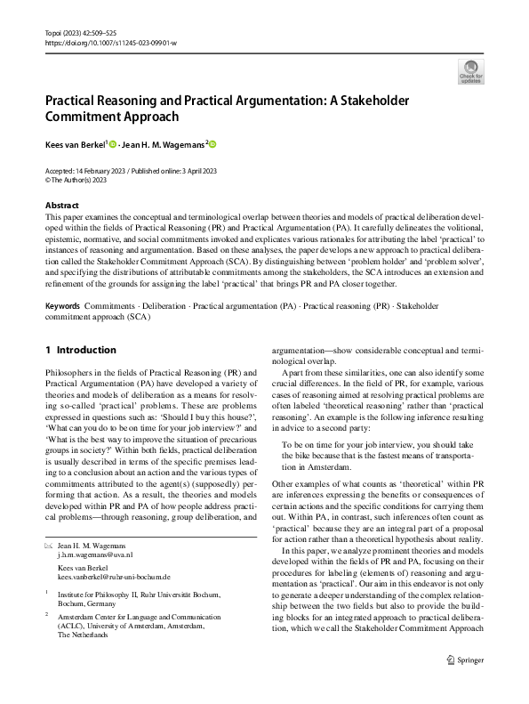 (PDF) Practical Reasoning and Practical Argumentation: A Stakeholder ...