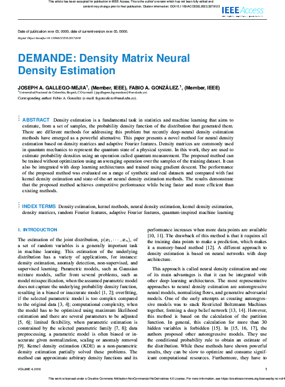 (PDF) DEMANDE: Density Matrix Neural Density Estimation