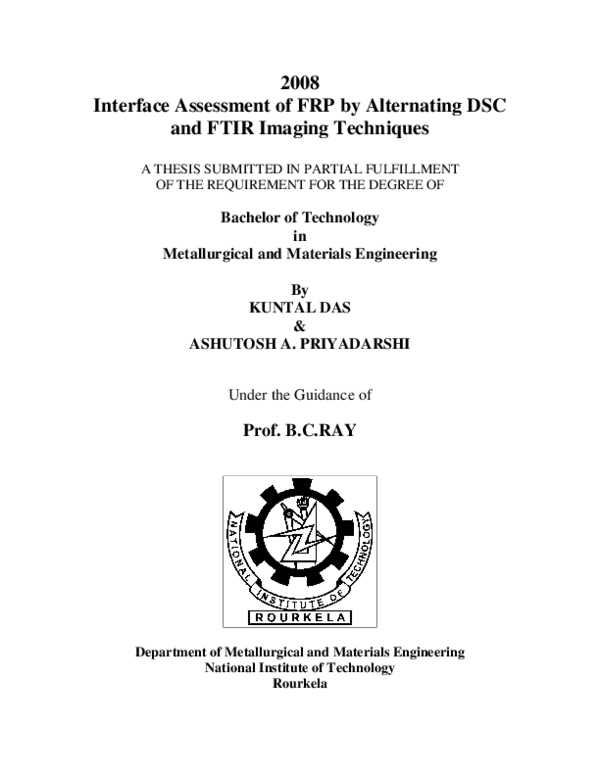 (PDF) Interface Assessment of FRP by Alternating DSC and FTIR Imaging ...