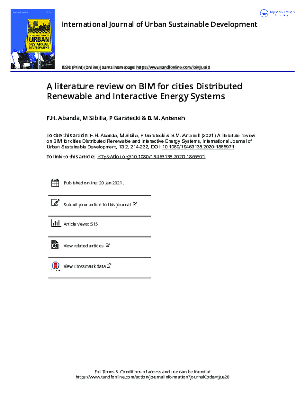 (PDF) A literature review on BIM for cities Distributed Renewable and ...