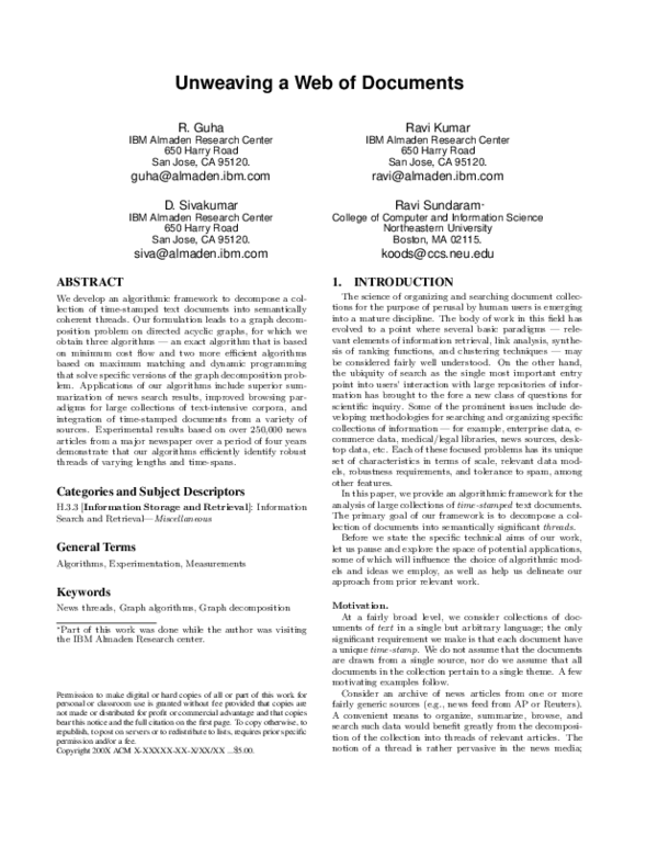 (PDF) Unweaving a web of documents