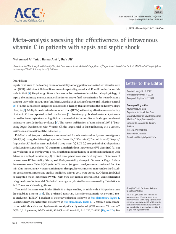 (PDF) Meta-analysis assessing the effectiveness of intravenous vitamin ...