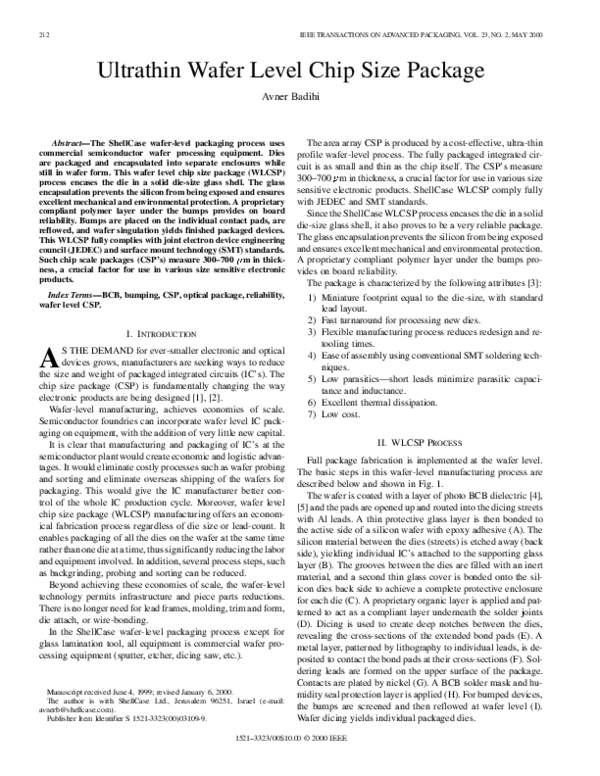 (PDF) Ultrathin wafer level chip size package