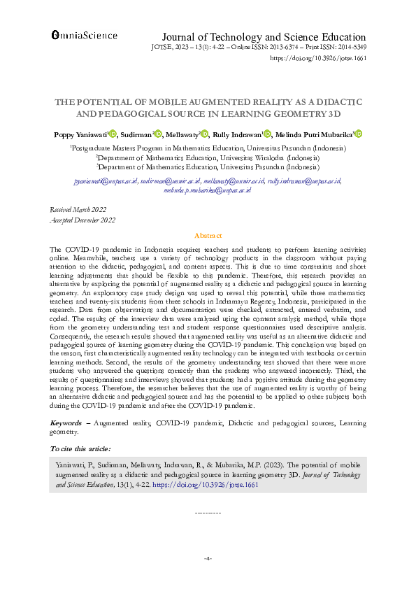 (PDF) The potential of mobile augmented reality as a didactic and pedagogical source in learning ...