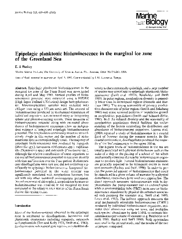 (PDF) Epipelagic planktonic bioluminescence in the marginal ice zone of ...