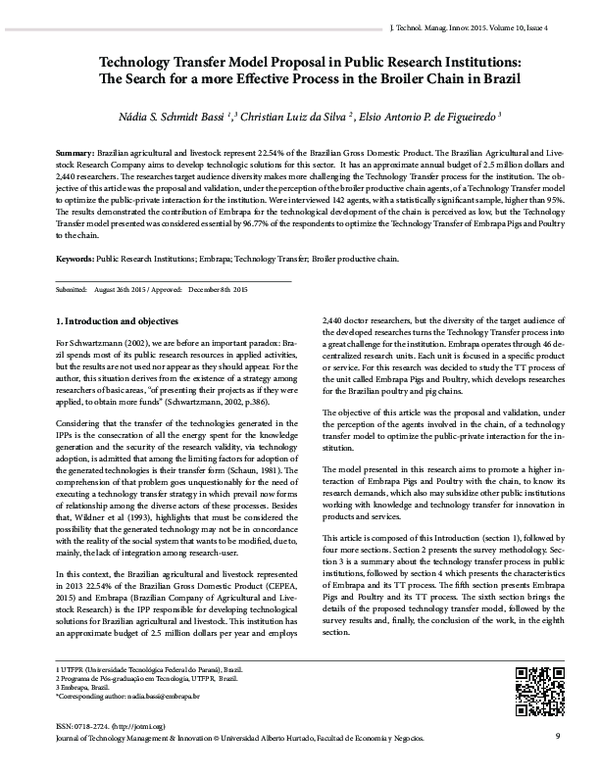 (PDF) Technology Transfer Model Proposal in Public Research ...